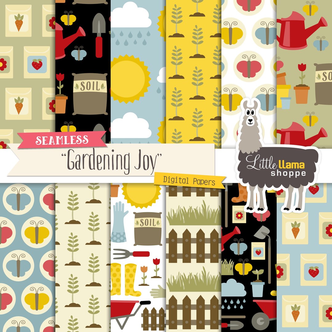 Gardening Digital Paper, Garden Digital Scrapbook Paper Pack, Summer ...