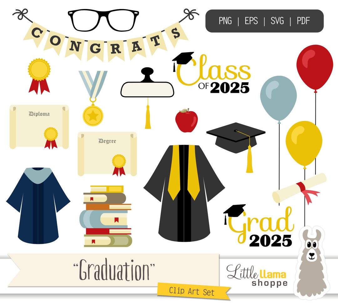 Graduation Clipart SVG EPS Png and Pdf, Grad 2025 Clip Art, Graduation ...