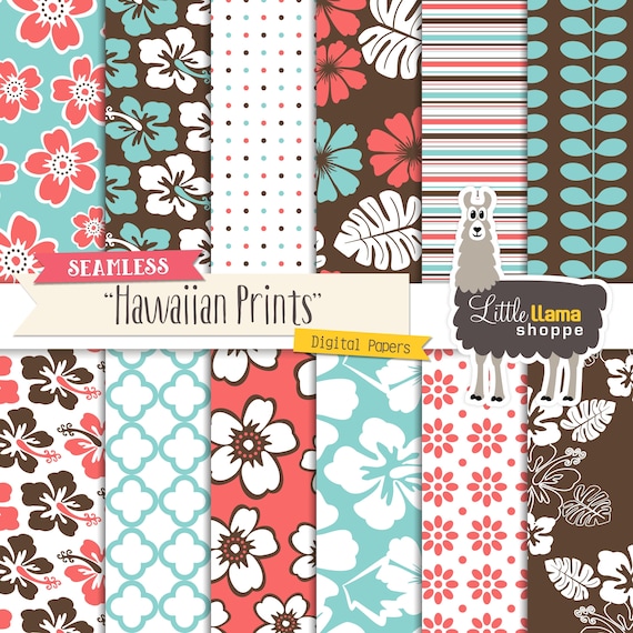 Seamless Hawaiian Prints Digital Paper Pack Hawaii Surface - Etsy