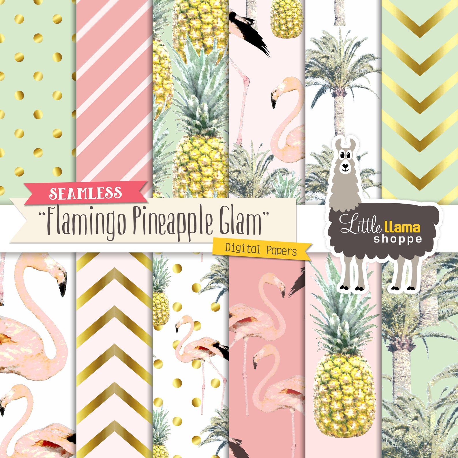 Pineapple Digital Pattern Paper Tropical Digital Seamless | Etsy