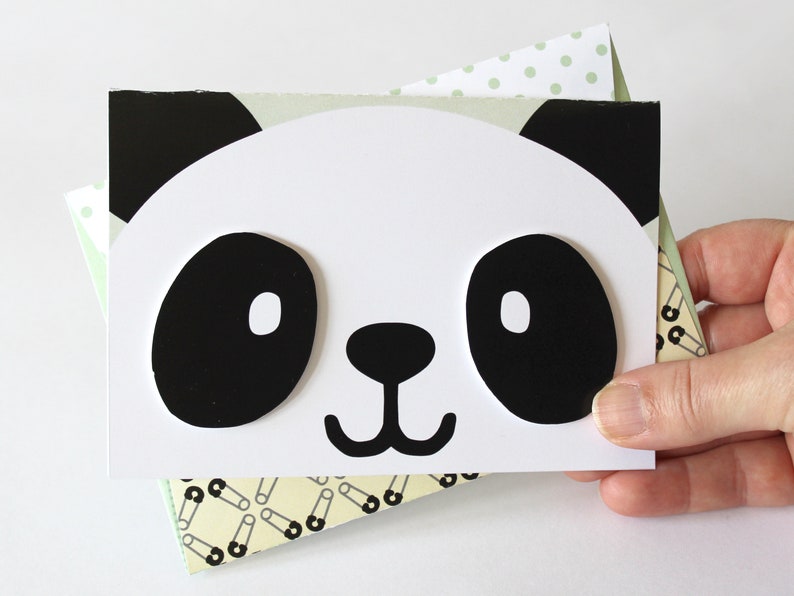 Baby Panda Card Printable Handmade Greeting Card & Matching - Etsy