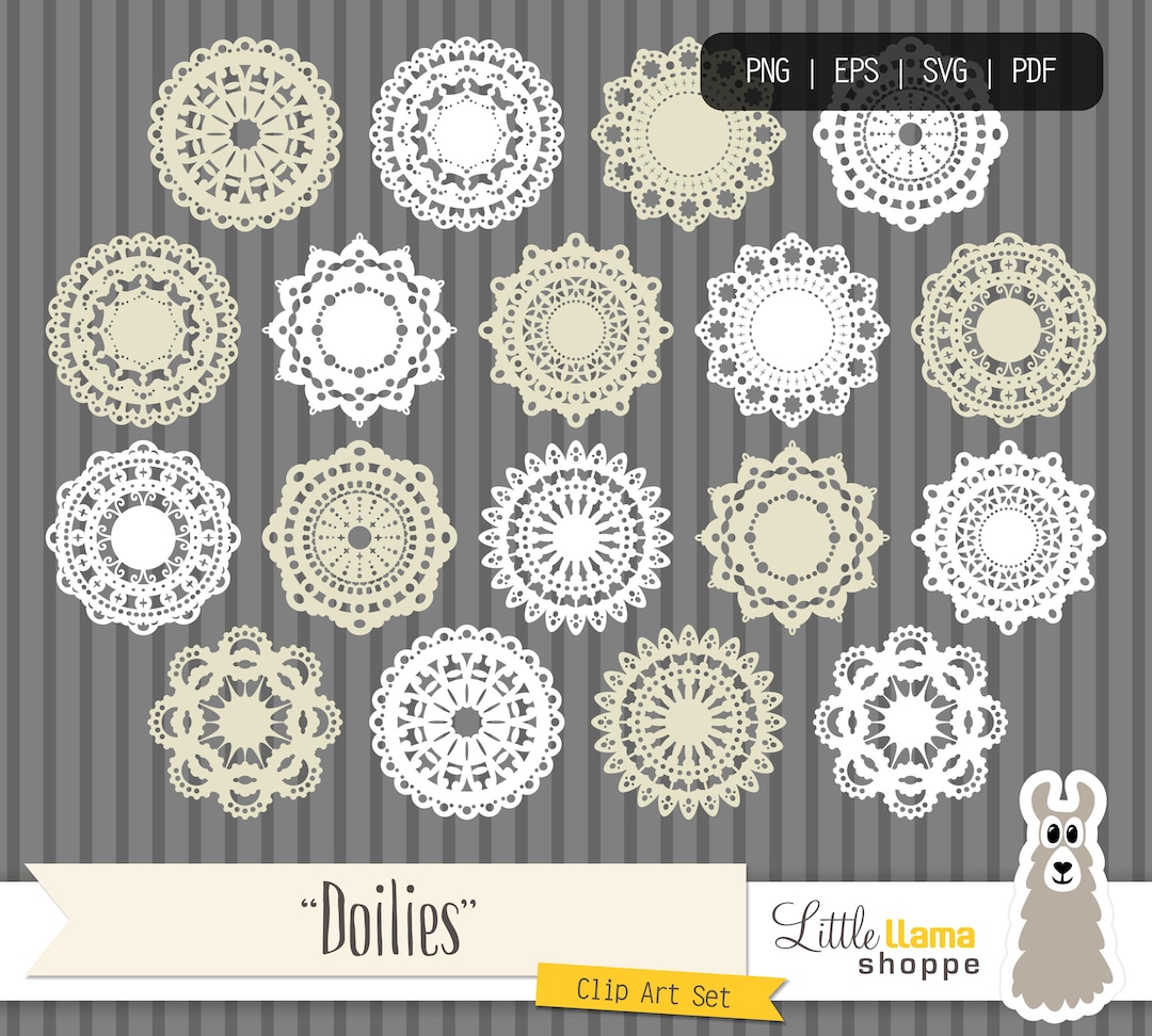 Doily Clip Art, Lace Doilies Clipart SVG and PNG - Etsy