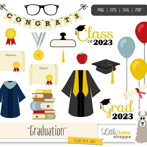 Graduation Clipart SVG EPS Png and Pdf Grad 2023 Clip Art - Etsy Canada