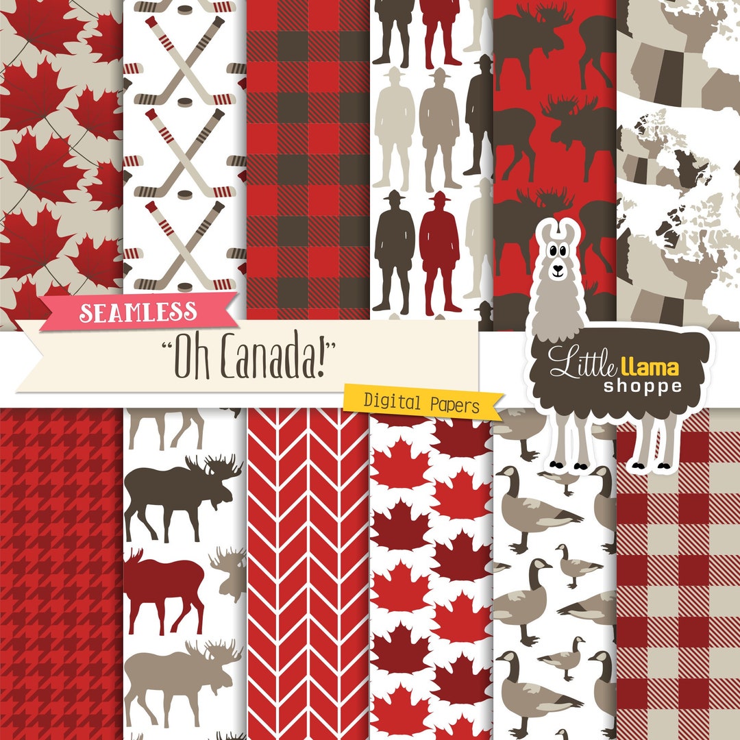 Canada Digital Paper, Seamless Canadian Scrapbook Paper Pack, Maple ...