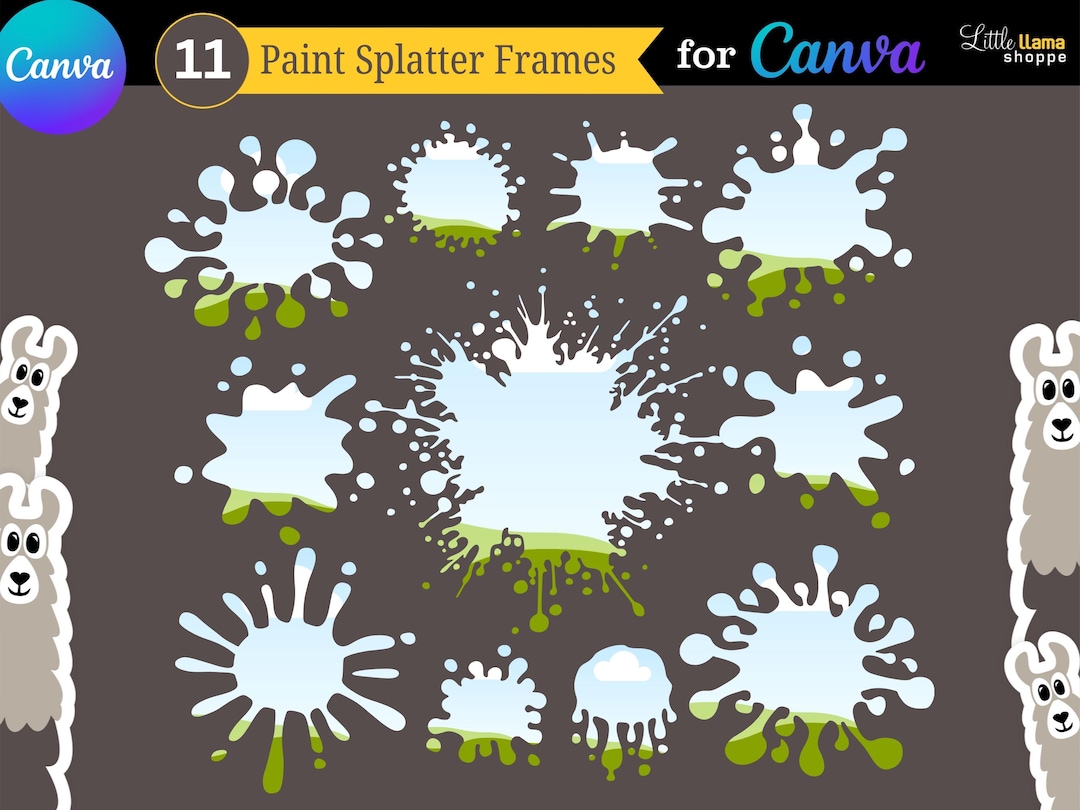 Paint Splatter Frames for Canva: Drag & Drop Clipart (digital Download ...