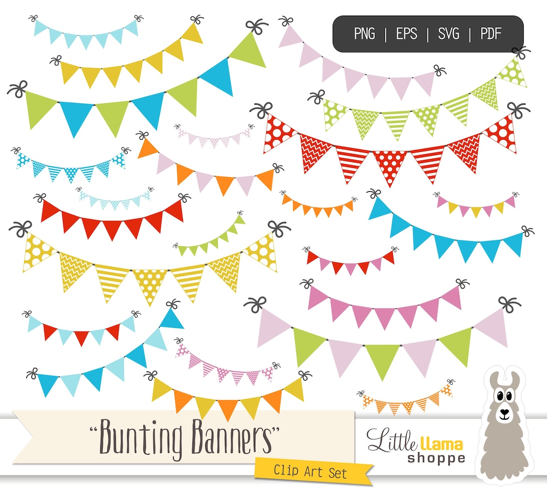 Bunting Banner Clip Art, Garland Clipart, Party Flag Clipart, 24 Png ...