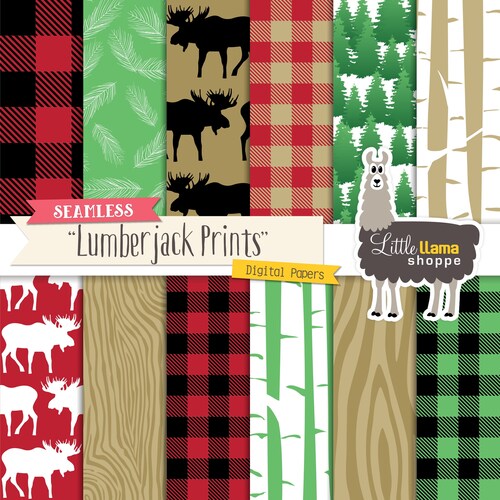 Buffalo Plaid Digital Paper Red Green and Black and White - Etsy