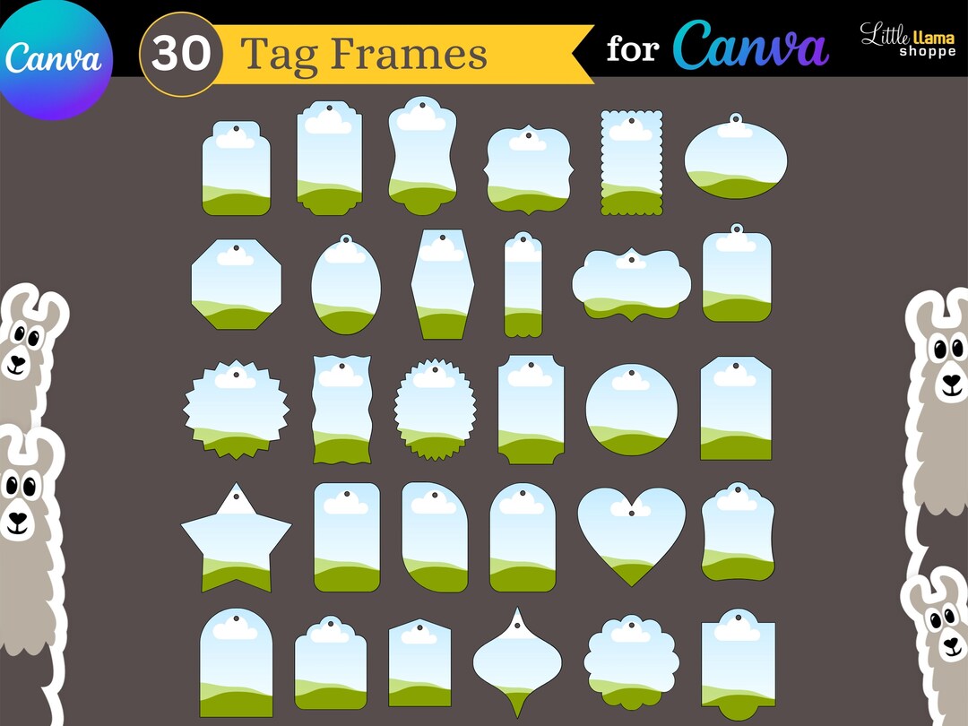 Canva Gift Tag Frames: Drag & Drop Label Templates (commercial Use ...