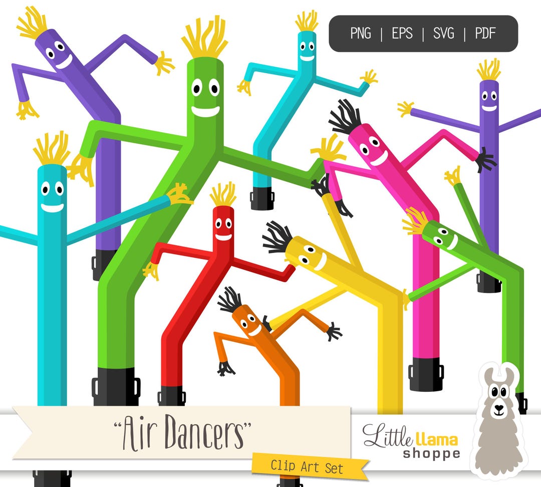 Inflatable Air Dancers Clipart, Wacky Waving Tube Men (PNG SVG EPS) - Etsy
