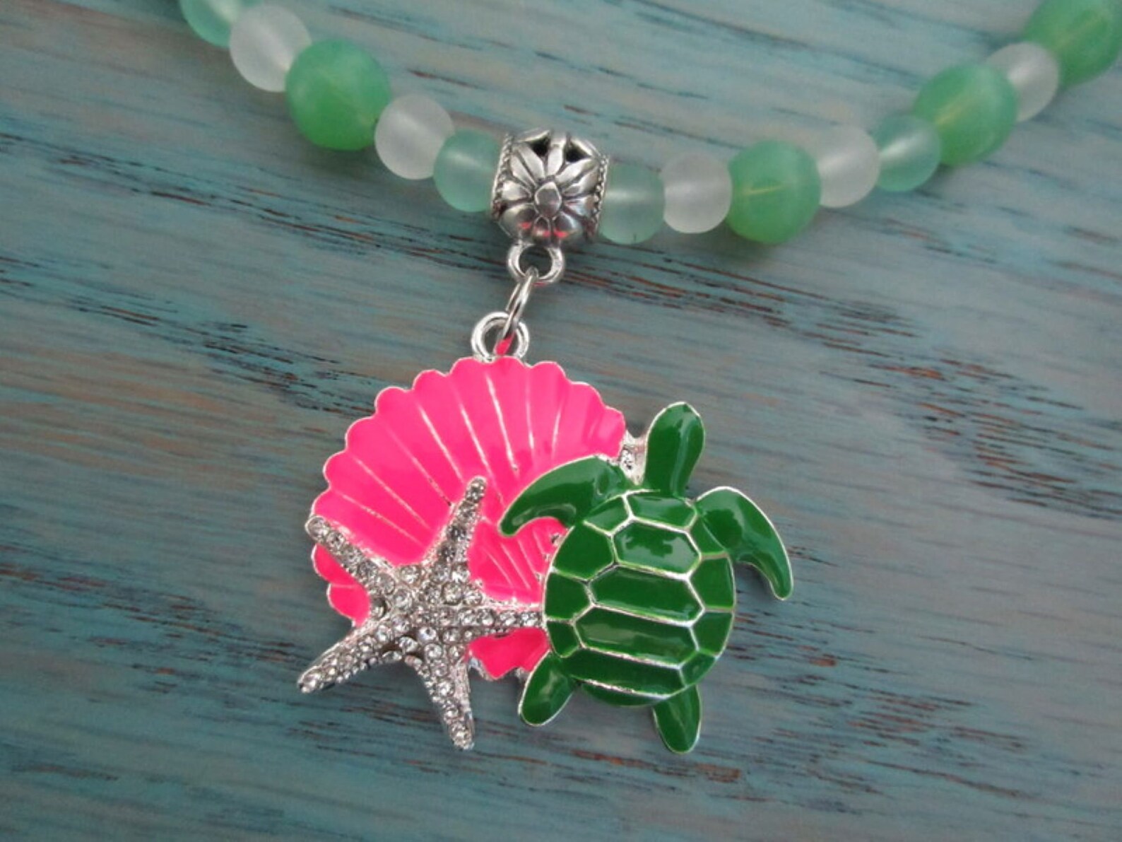 Sea Life Necklace Star Fish Pink Shell Turtle Beach - Etsy