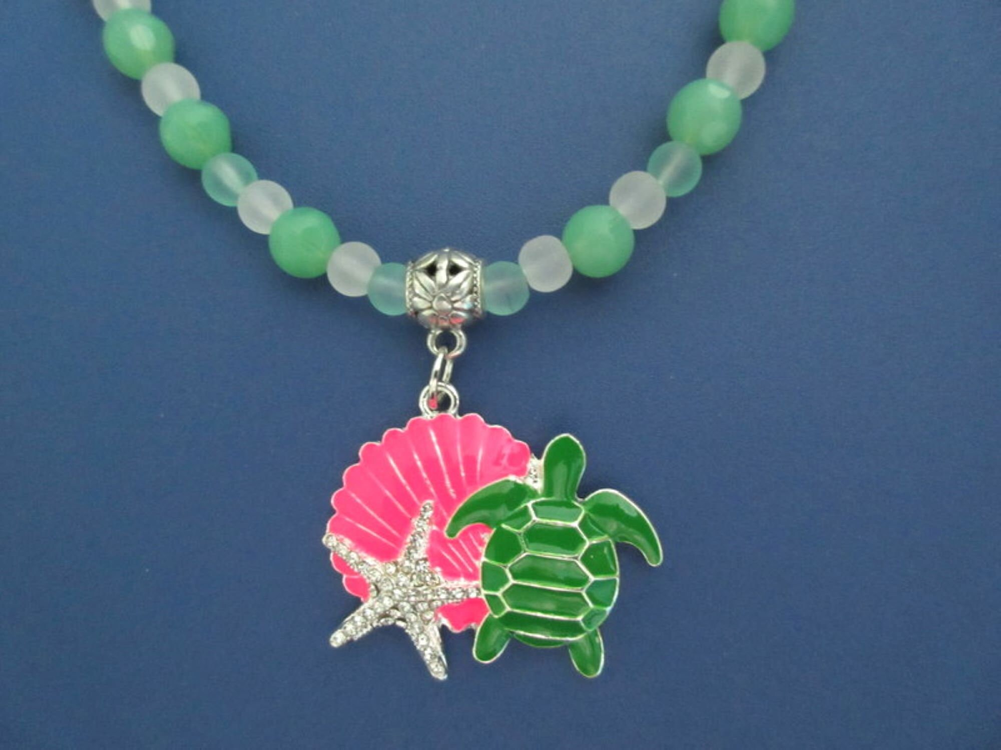 Sea Life Necklace Star Fish Pink Shell Turtle Beach | Etsy