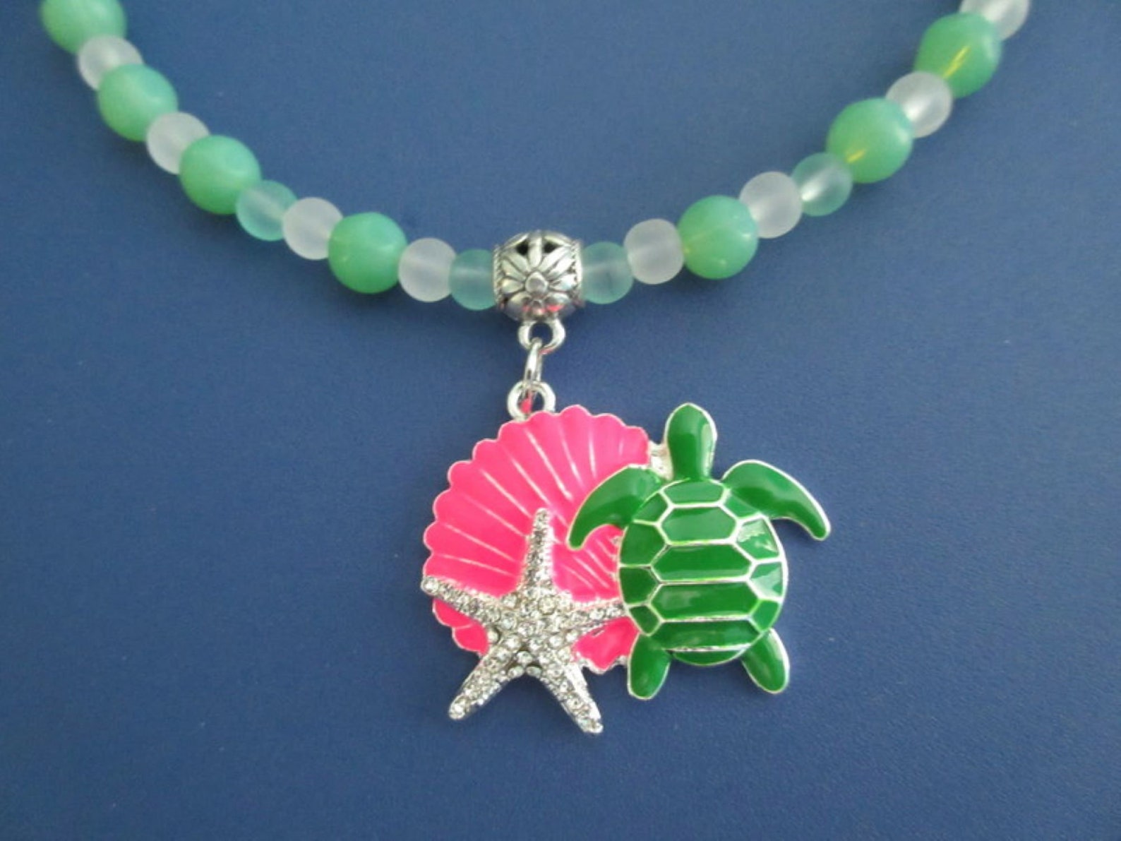 Sea Life Necklace Star Fish Pink Shell Turtle Beach - Etsy