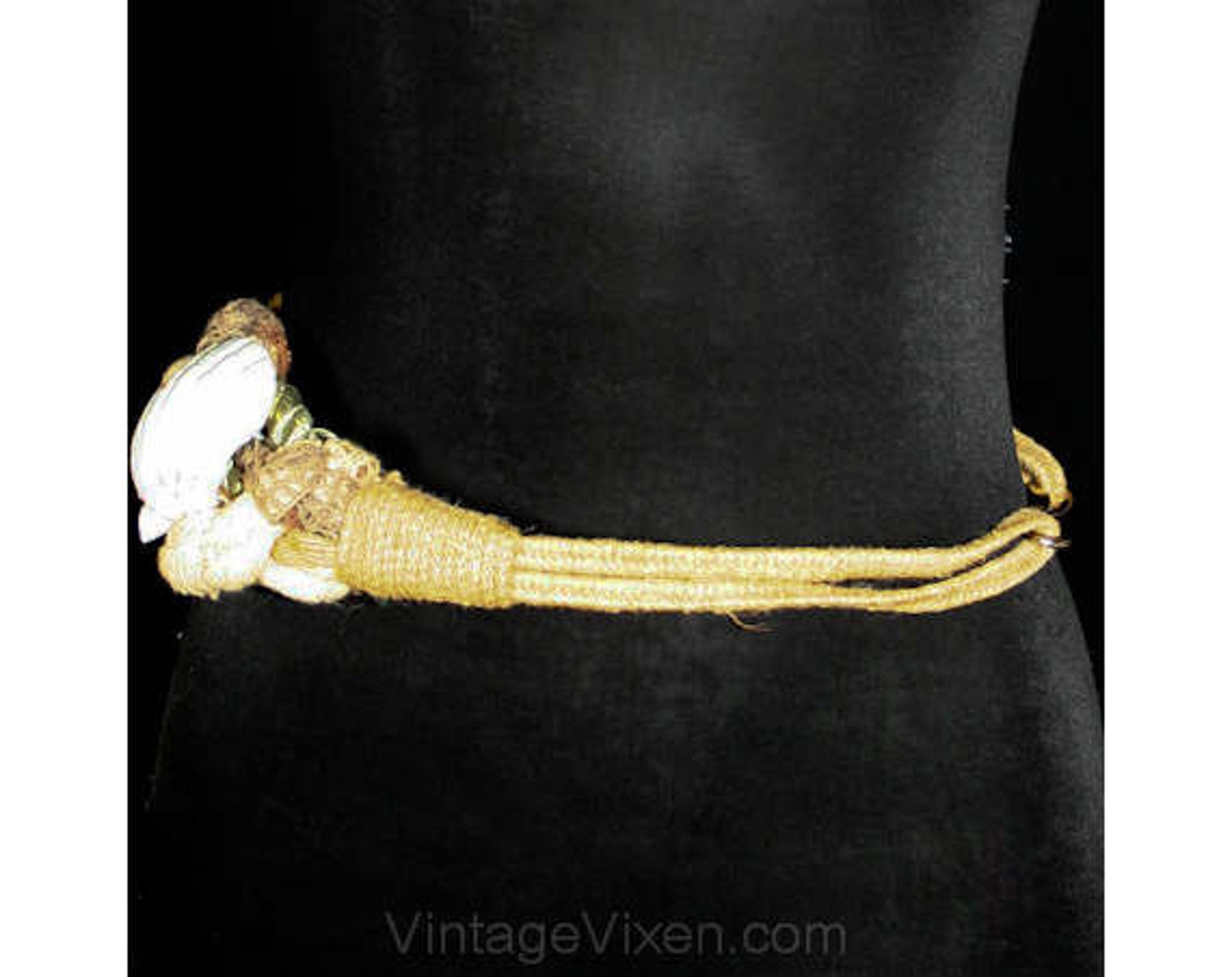 Medium Large Belt Artisan Chic 1980s Knotted Rope Shell | Etsy