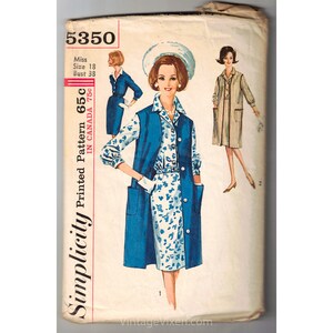 Large 1960s Dress Sewing Pattern Dated 1964 - Shirtwaist Button Front ...
