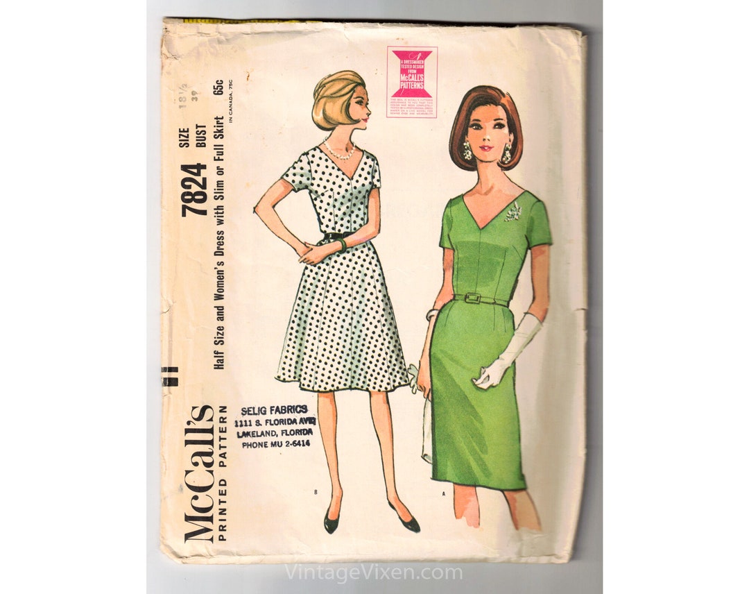 1960s Large Dress Sewing Pattern - Straight Skirt or A-line Skirt ...