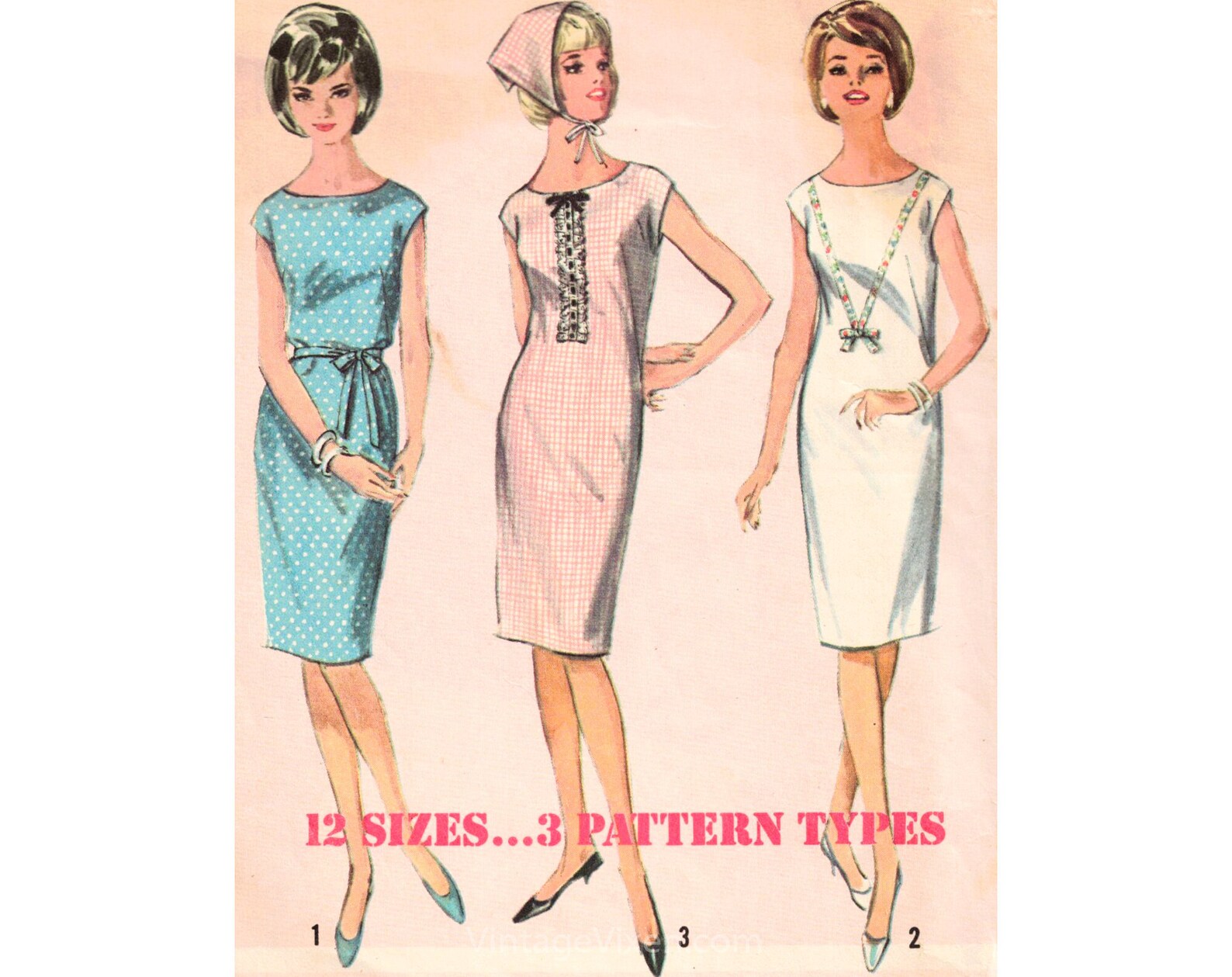 1964 Dress Sewing Pattern 60s Teen Junior Blouson Sheath 3 - Etsy