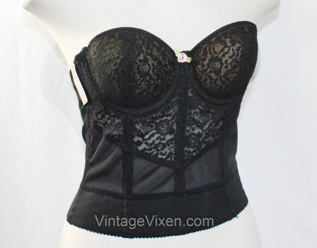 32A Strapless Bra - Sexy 1950s 60s Pin up Girl Lingerie - Black Padded ...