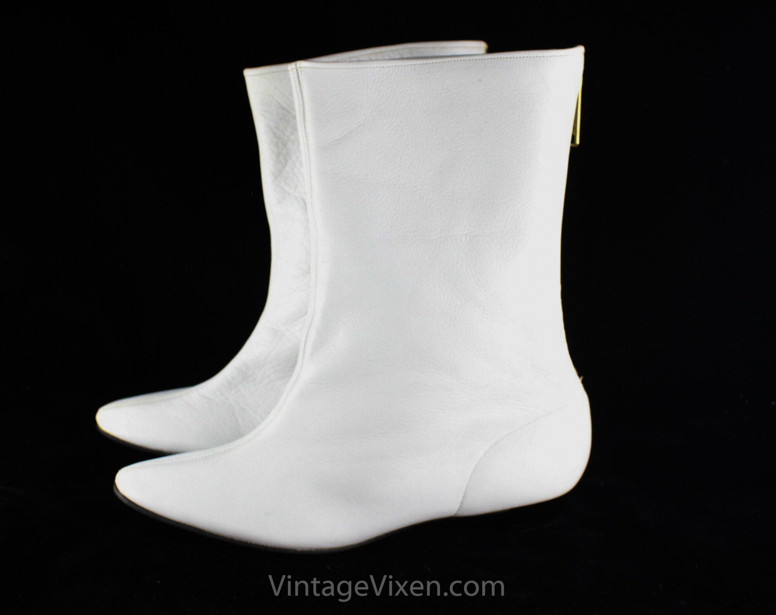 1960s White Go-Go Boots Unworn Deadstock 60s Leather Shoes | Etsy