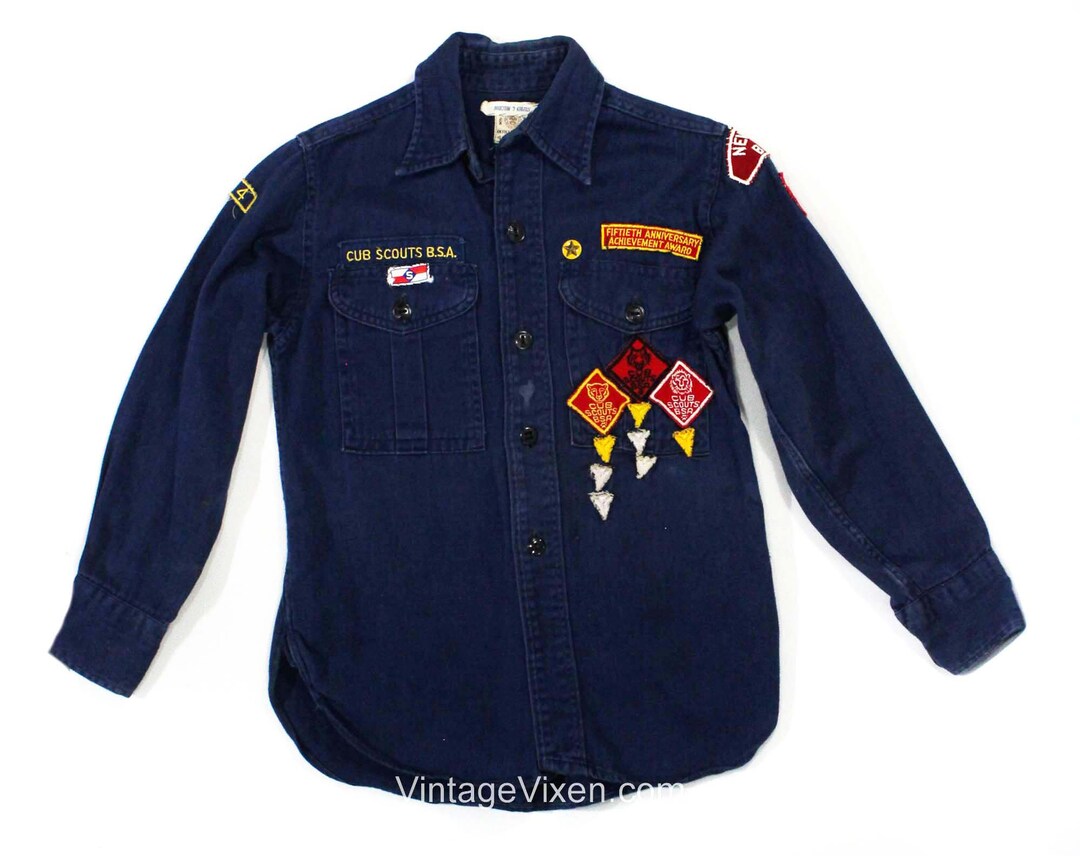 1950s Brooklyn NY Cub Scout Uniform Shirt Size 10 Navy Cotton Button ...