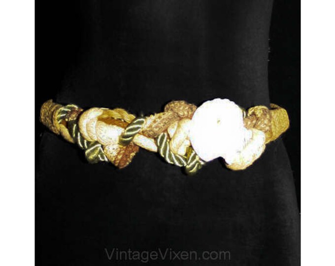 Medium Large Belt - Artisan Chic 1980s Knotted Rope Shell - Size 10 to ...