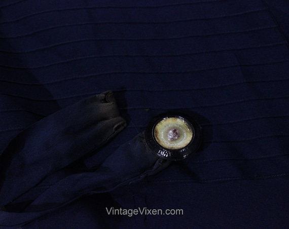 As Is 1920s 30s Dress with Trompe L'Oeil Bow - Navy B… - Gem