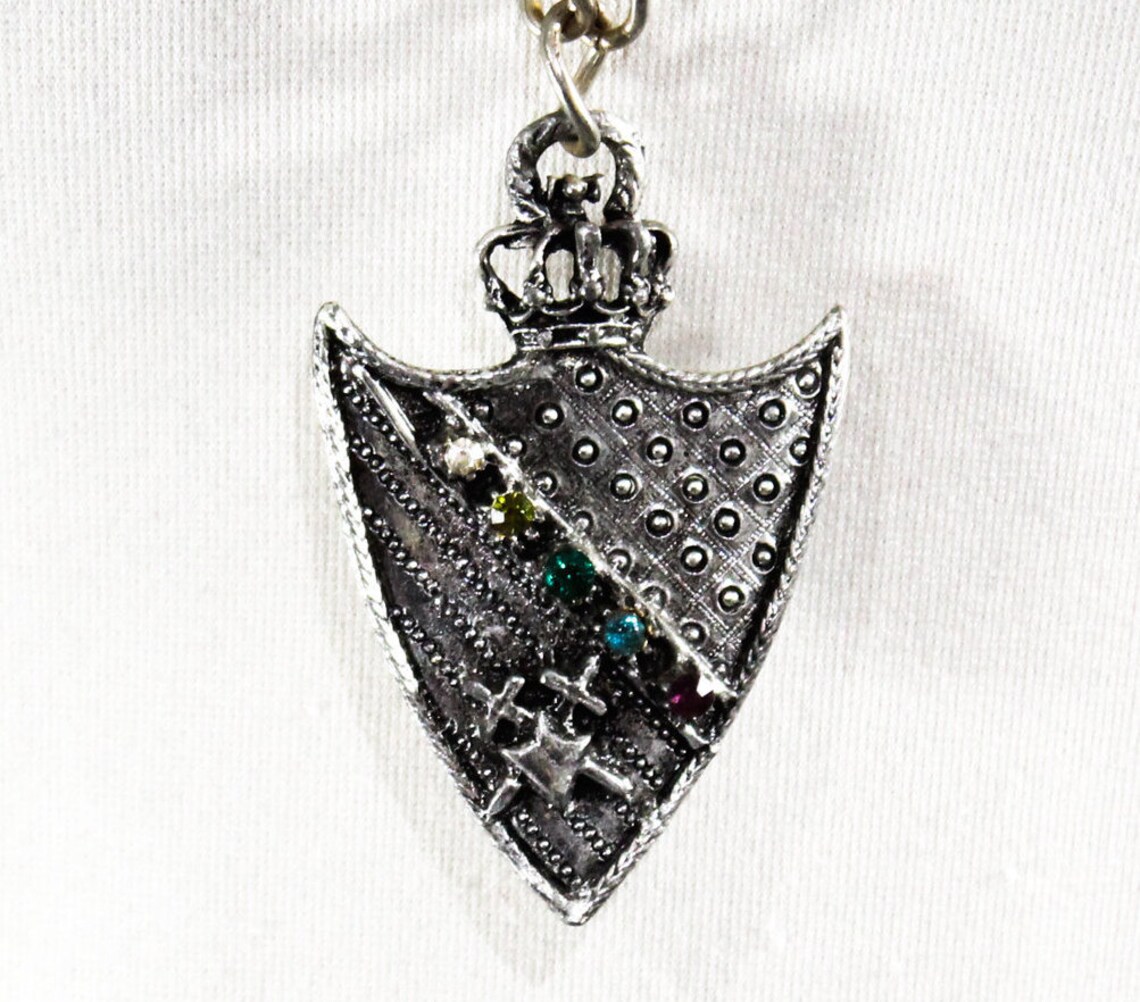 Medieval Style Shield Pendant With Chain - Chivalry Necklace - 1970s ...