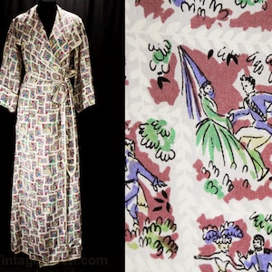 Size 10 Novelty Print 1940s Hollywood Robe Estate of Starlet Gladys ...