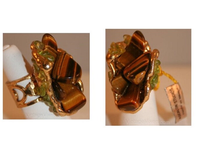 60s Ring Size 7 - Fab Artisan Style Rock Tumbler Ring - Tiger's Eye ...