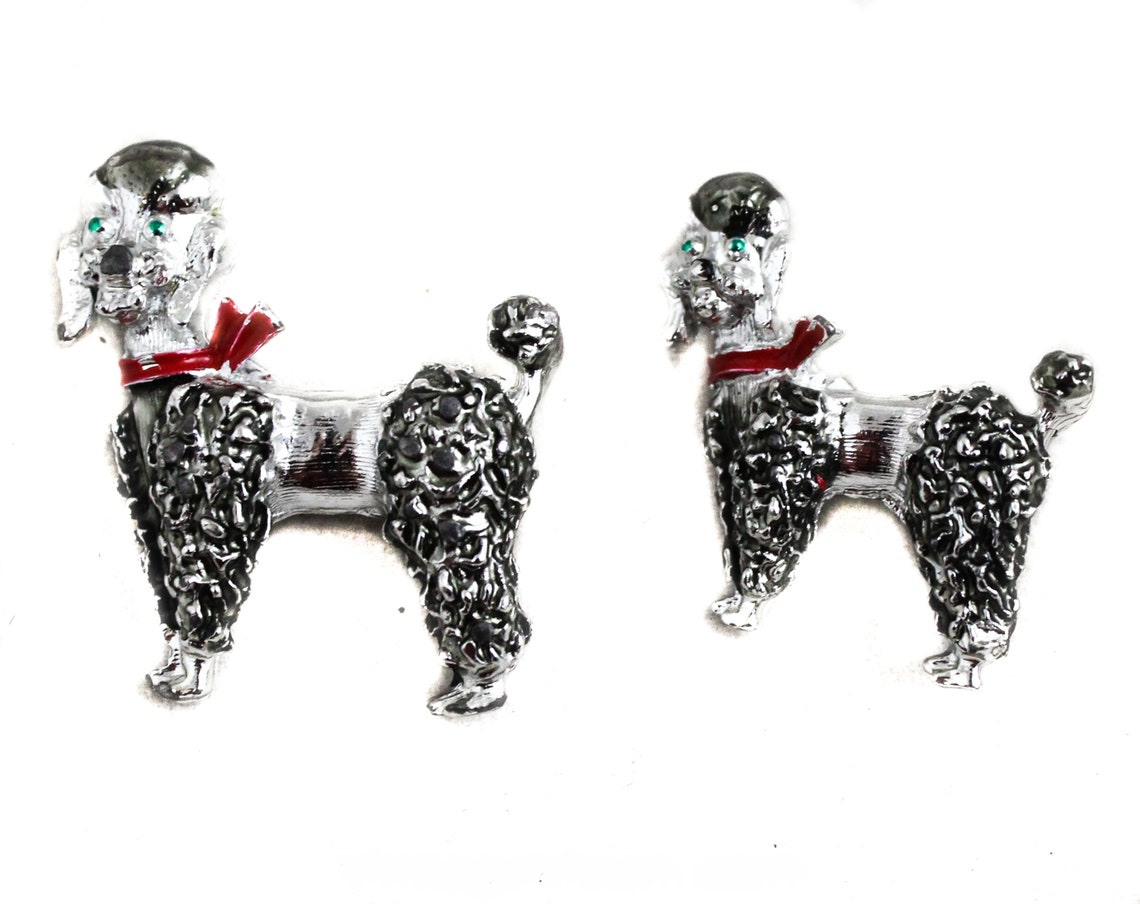 1950s Poodle Scatter Pins - Pair Vintage 50s Novelty Dog Brooches ...