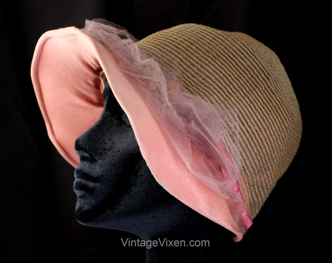 1920s Flapper Cloche Hat - Authentic 20s Pink Silk With Millinery ...