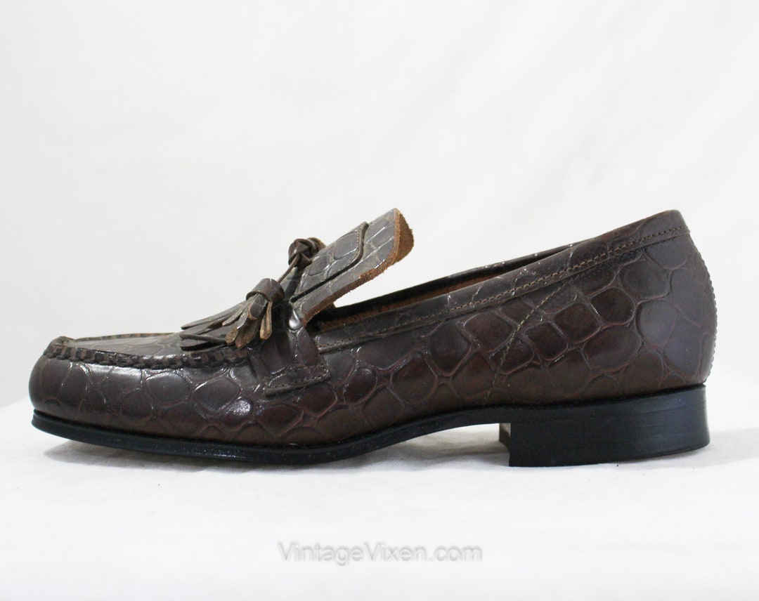 Size 13 Child's Loafer Shoes - Motown 1960s 70s Brown Faux Alligator ...
