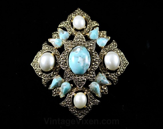 Antique Style Turquoise Brooch Pin or Pendant Confetti - Etsy