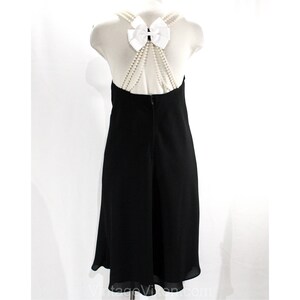 1990s Black Dress - 90s Cocktail Party - Strings of Pearls Back ...