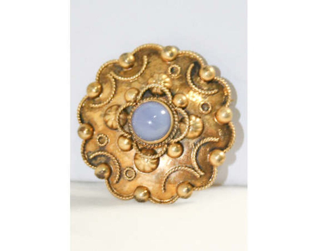 Brassy 1940s Florentine Pin Made in Italy Spring Goldtone 1940s Brooch ...