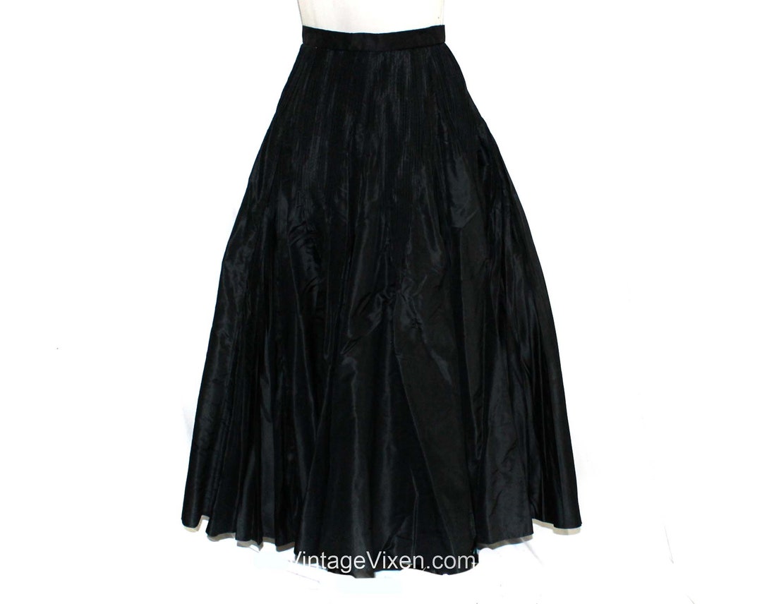 1890s Black Silk Skirt With Accordion Pleats & Chevron Tucks - Medium ...