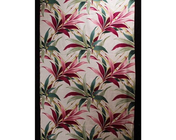 Set of 4 Tropical Drapery Panels Plus Over 6 Yards Fabric 40s Bamboo ...
