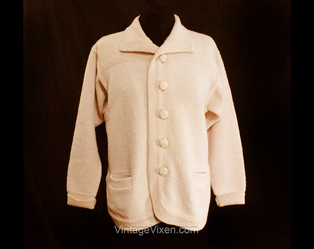 1950s Pink Cardigan - Medium Dusky Pastel 50s 60s Button Front ...