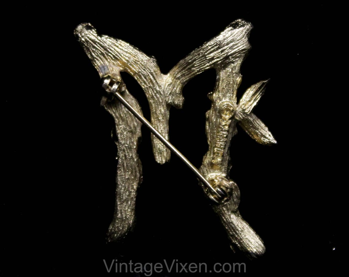 Letter 'M' Initial Pin Gold Monogram M Brooch by - Etsy