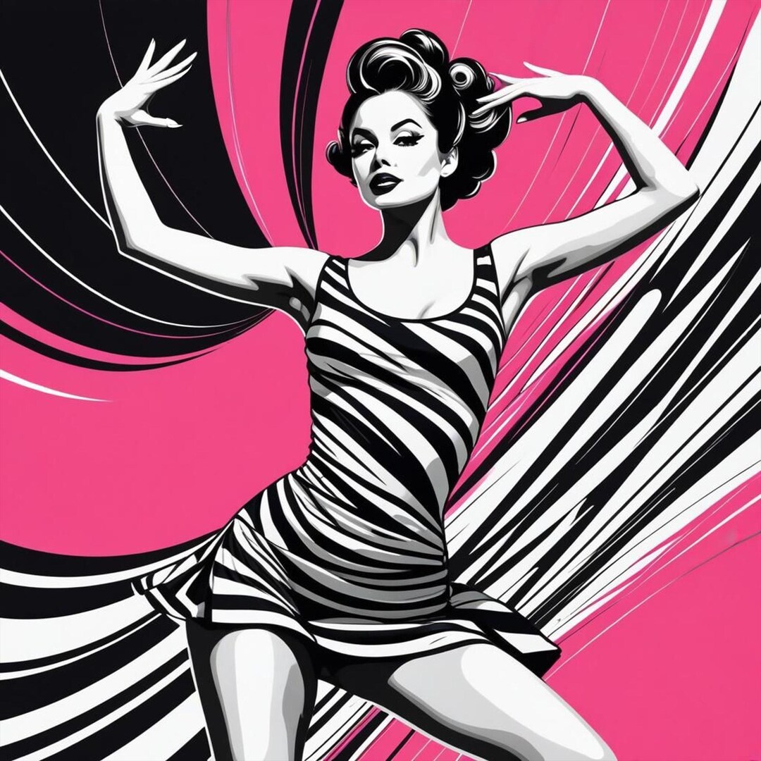 Retro Psychedelic Pink Pop Art – Mod Fashion Wall Print – Large 60 ...