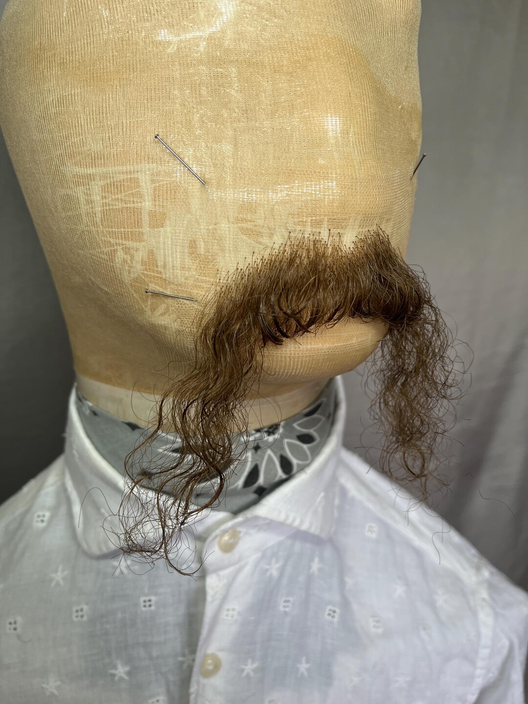 Brown Curved Mustache – Handcrafted Yak Hair, Waterproof, Cinema-grade ...