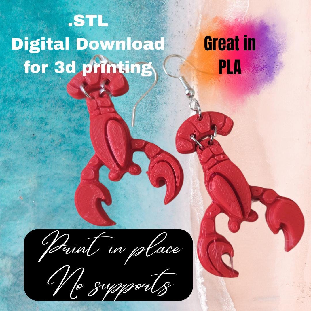 Lobster Earrings – STL File for 3D Printing - Etsy