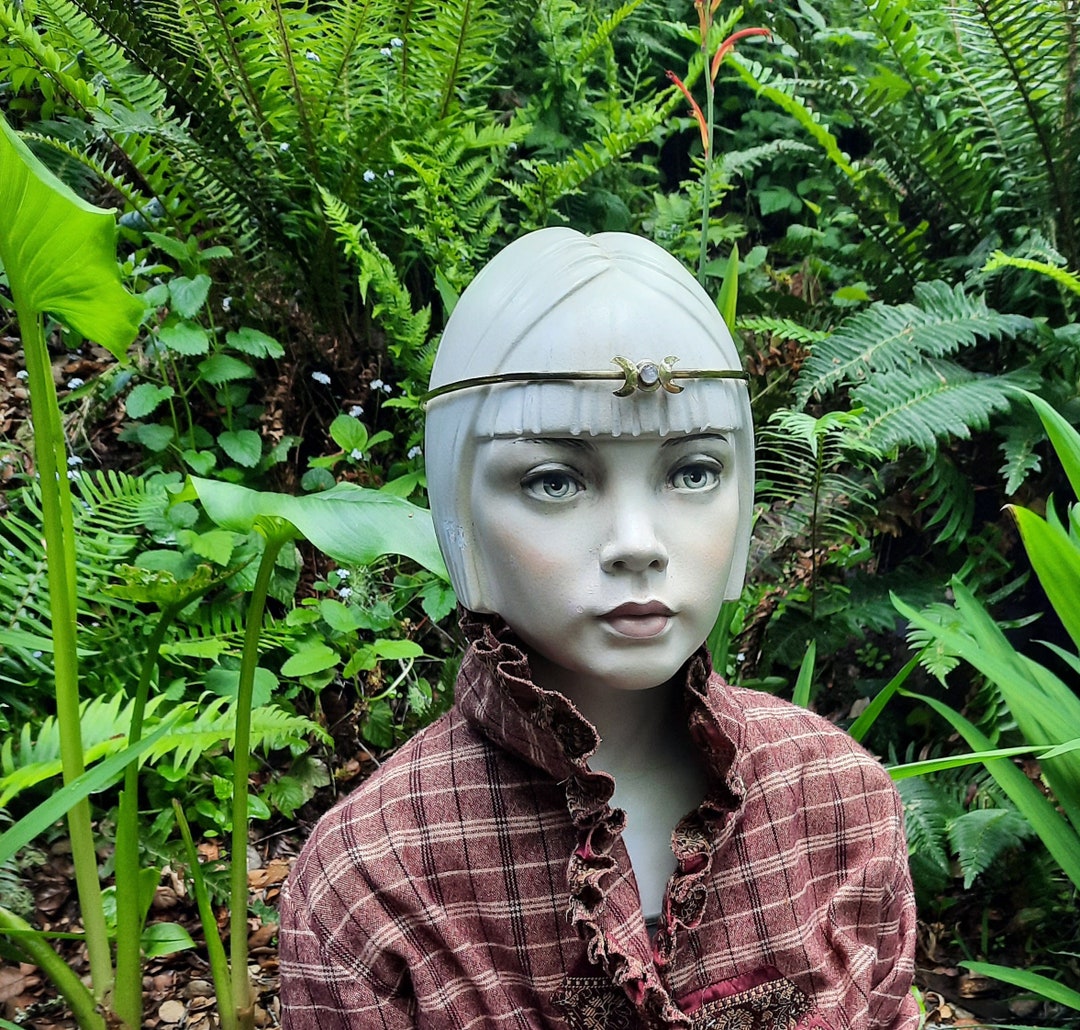 Circlet Brass - Triple Goddess Tiny Moon - Crown Wedding Celtic Ritual ...