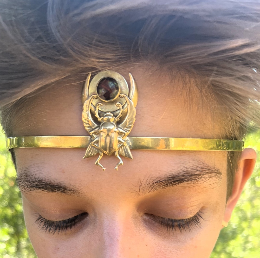 Brass Circlet - Isis Osirus Egyptian Scarab Crown Theatrical Pharoah ...