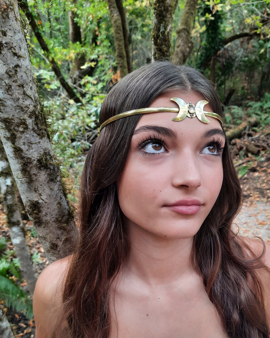 Circlet Brass Triple Goddess Moon Seeds Crown Wedding Celtic Solstice ...