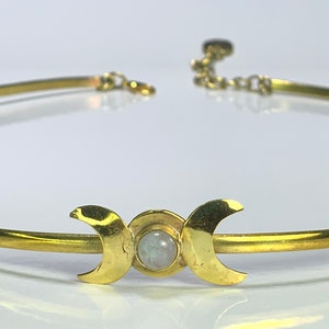 Circlet Brass - Triple Goddess Tiny Moon - Crown Wedding Celtic Ritual ...