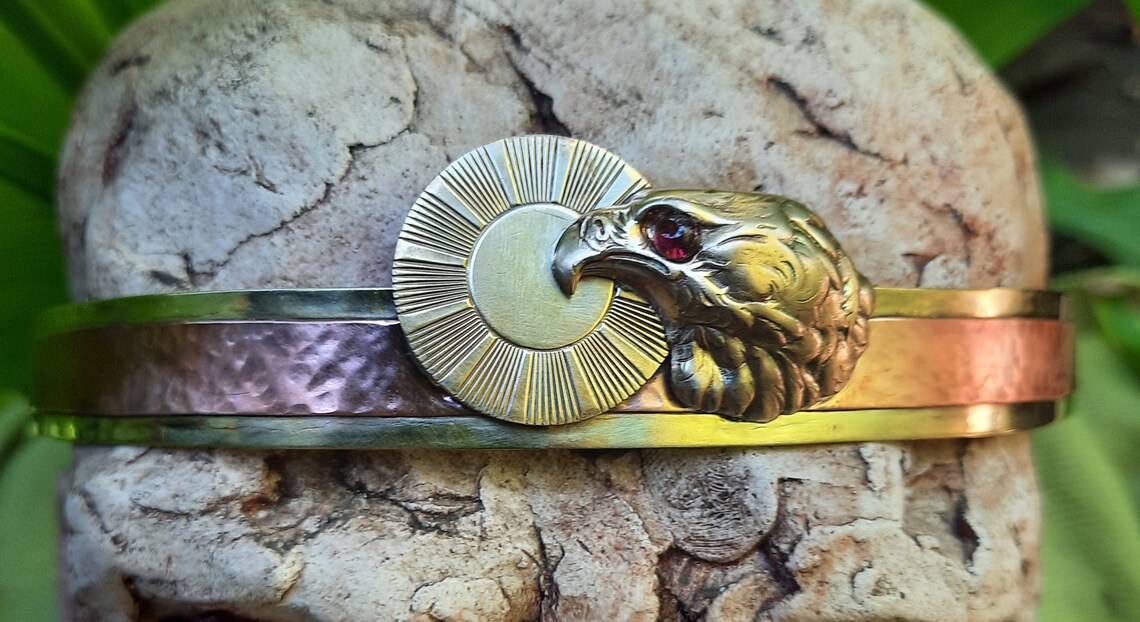 Ra Egyptian God Crown Hammered Brass Spirit of the Goddess | Etsy