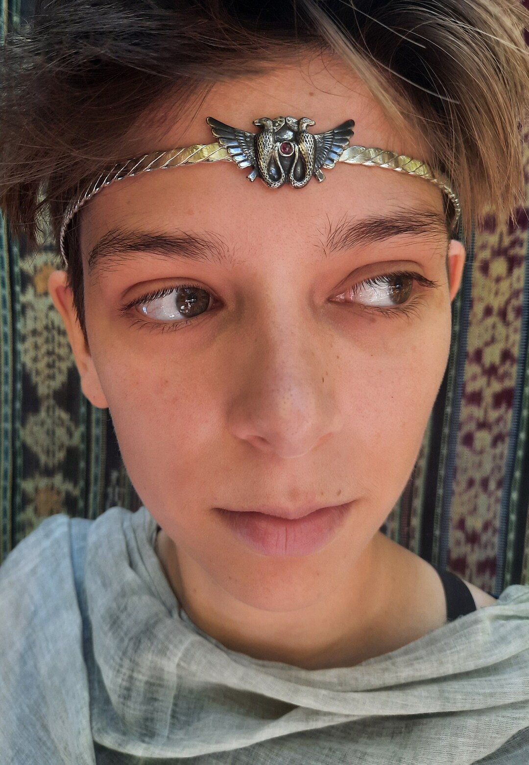 Circlet Egyptian Winged Falcon Protector Vulture Brass Circlet Cleopatra Costume Cosplay ...