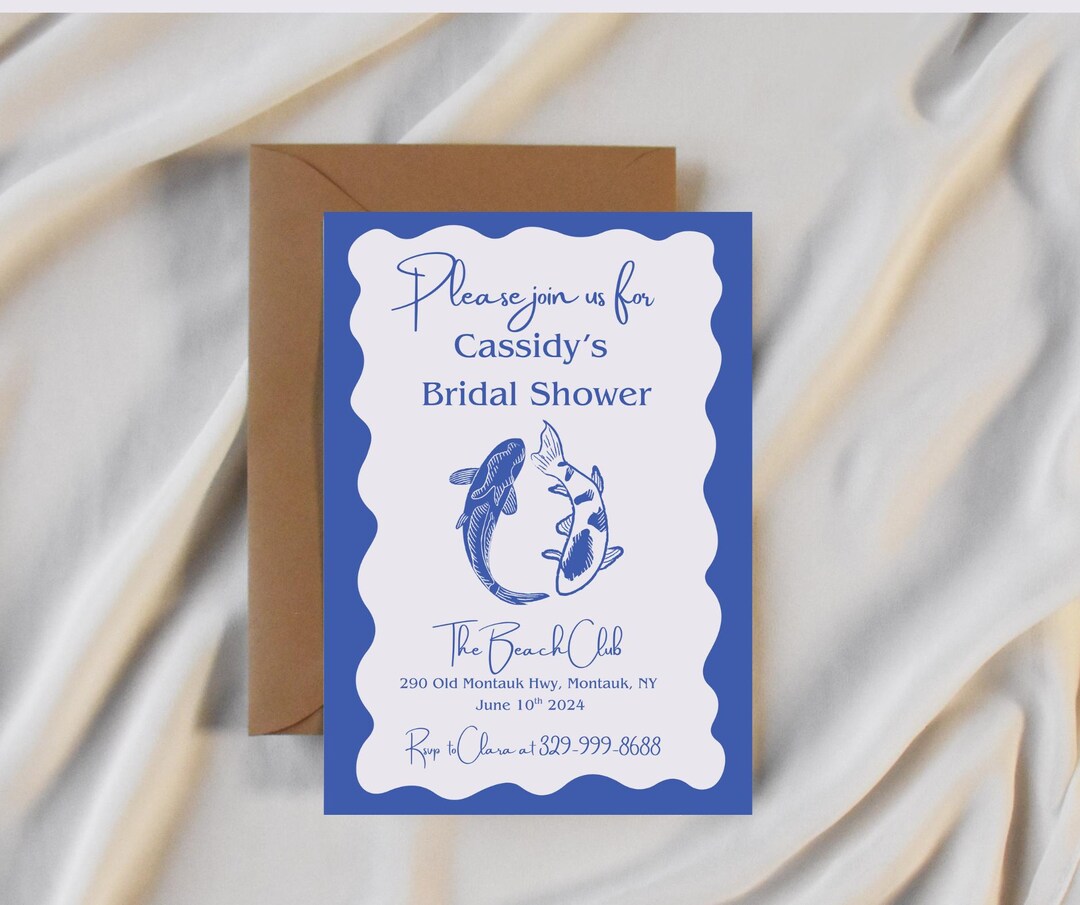 Koi Fish Bridal Shower Invitation • Yin Yang Watercolor Invite • Boho ...
