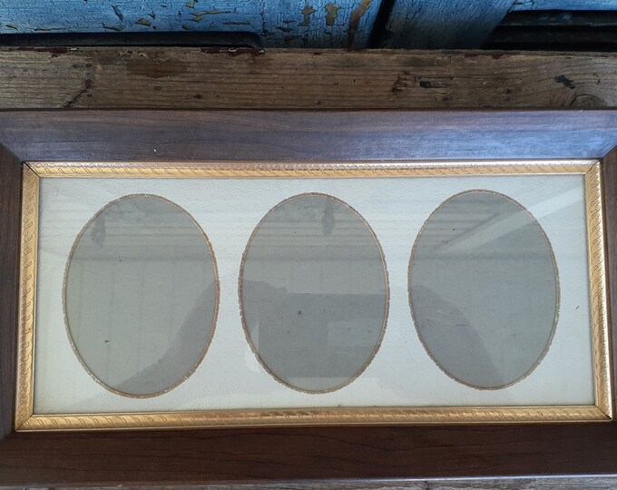 Vintage MCM Collage Picture Frame: Easel Back, Gold Border - Etsy