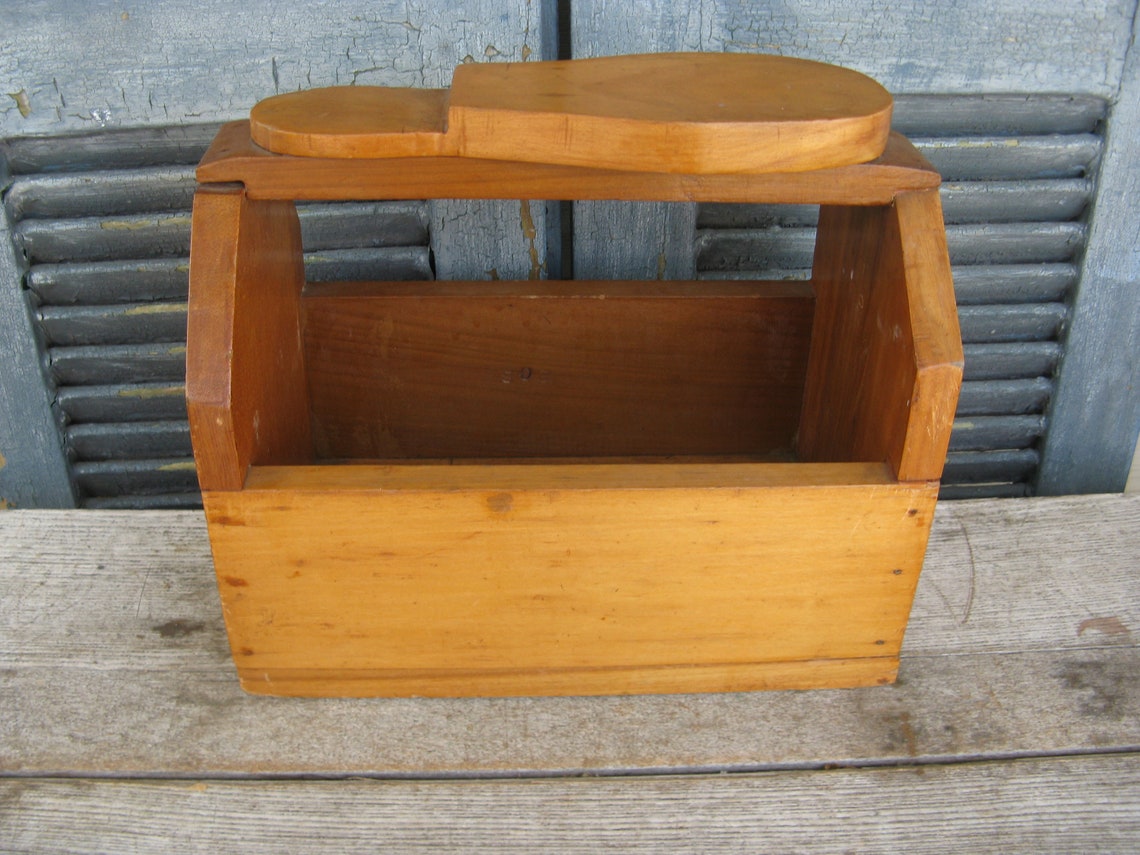 Vintage Hand Made Shoe Shine Box Rustic Folk Art Primitive - Etsy